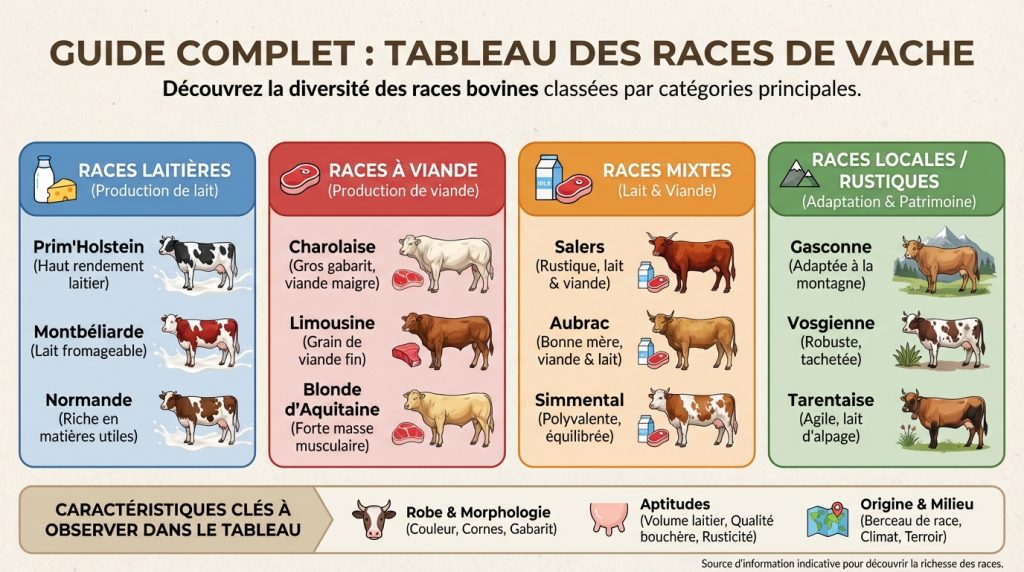 Découvrez le tableau des races de vache : guide complet – Scherle